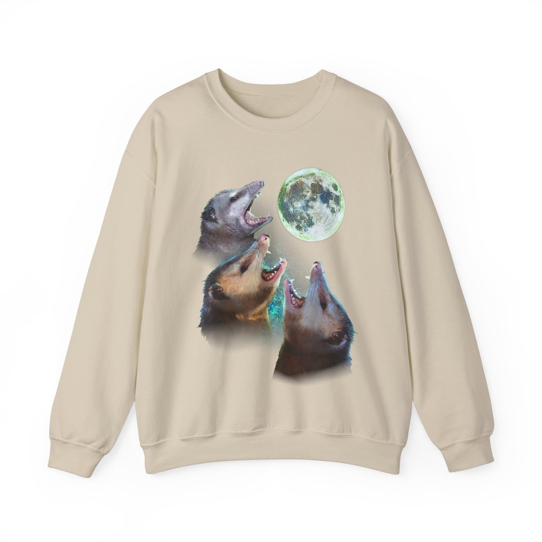 Three Possums Howling at Moon Vintage Sweatshirt, Retro Opossum Lover ...