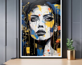 Woman Abstract Graffiti Painting Street Pop Modern-colorful Street Art ...