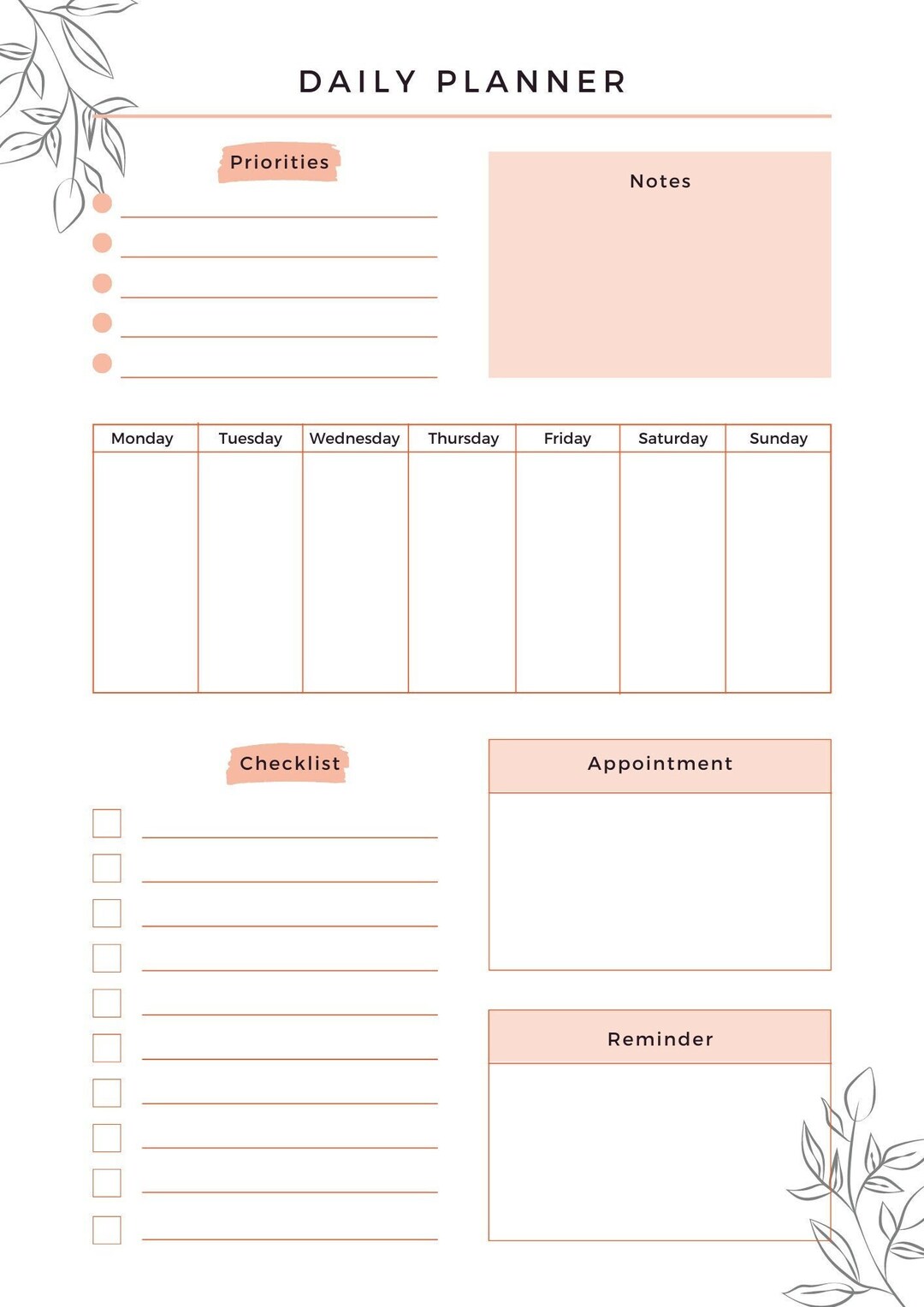 Cute Pink Digital & Printable Daily Planner - Etsy