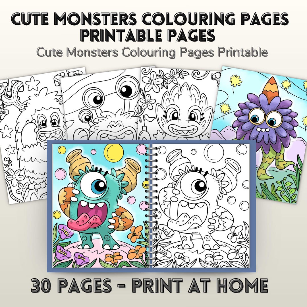 Cute Monster Coloring Pages for Kids Printable,kawaii Monster Coloring ...