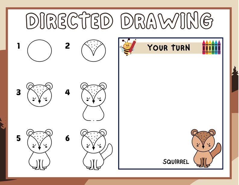 Woodland Animals Directed Drawing Printable , Kids Drawing Worksheets ...