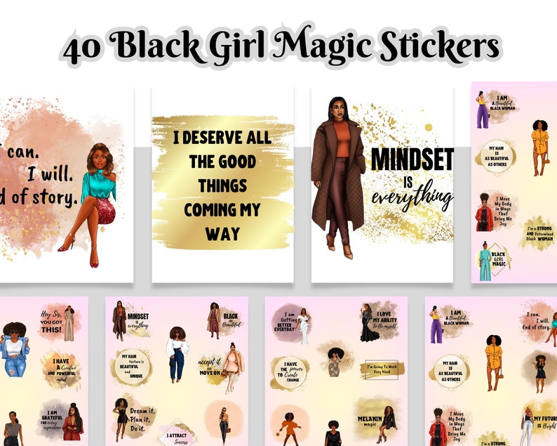 Affirmation Digital Stickers, Black Girl Digital Stickers, Goodnotes ...