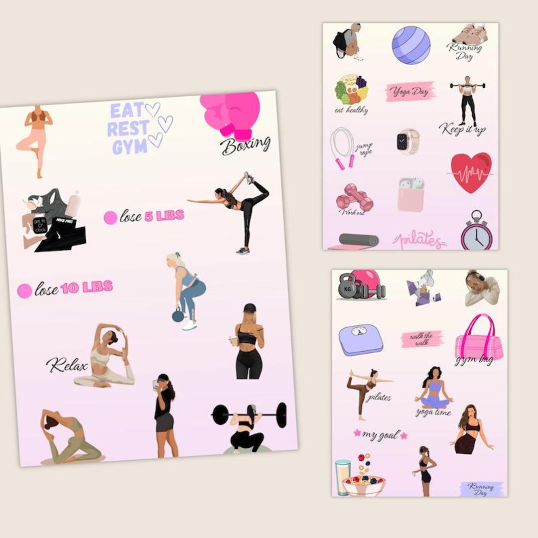 40 Fitness Digital Stickers | Goodnotes Health & Fitness Stickers ...