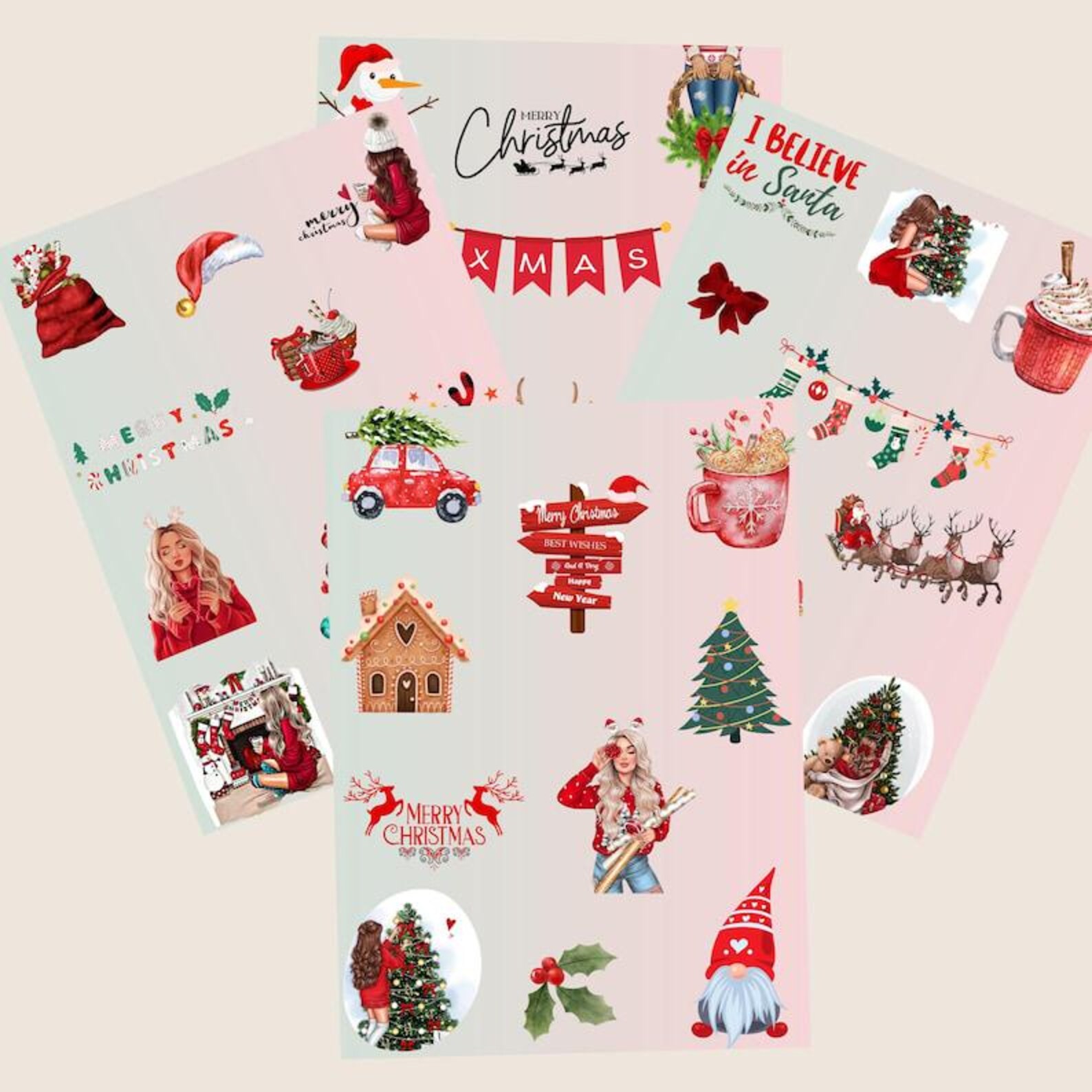 40 Christmas Digital Stickers for Goodnotes | Festive Holiday Sticker ...