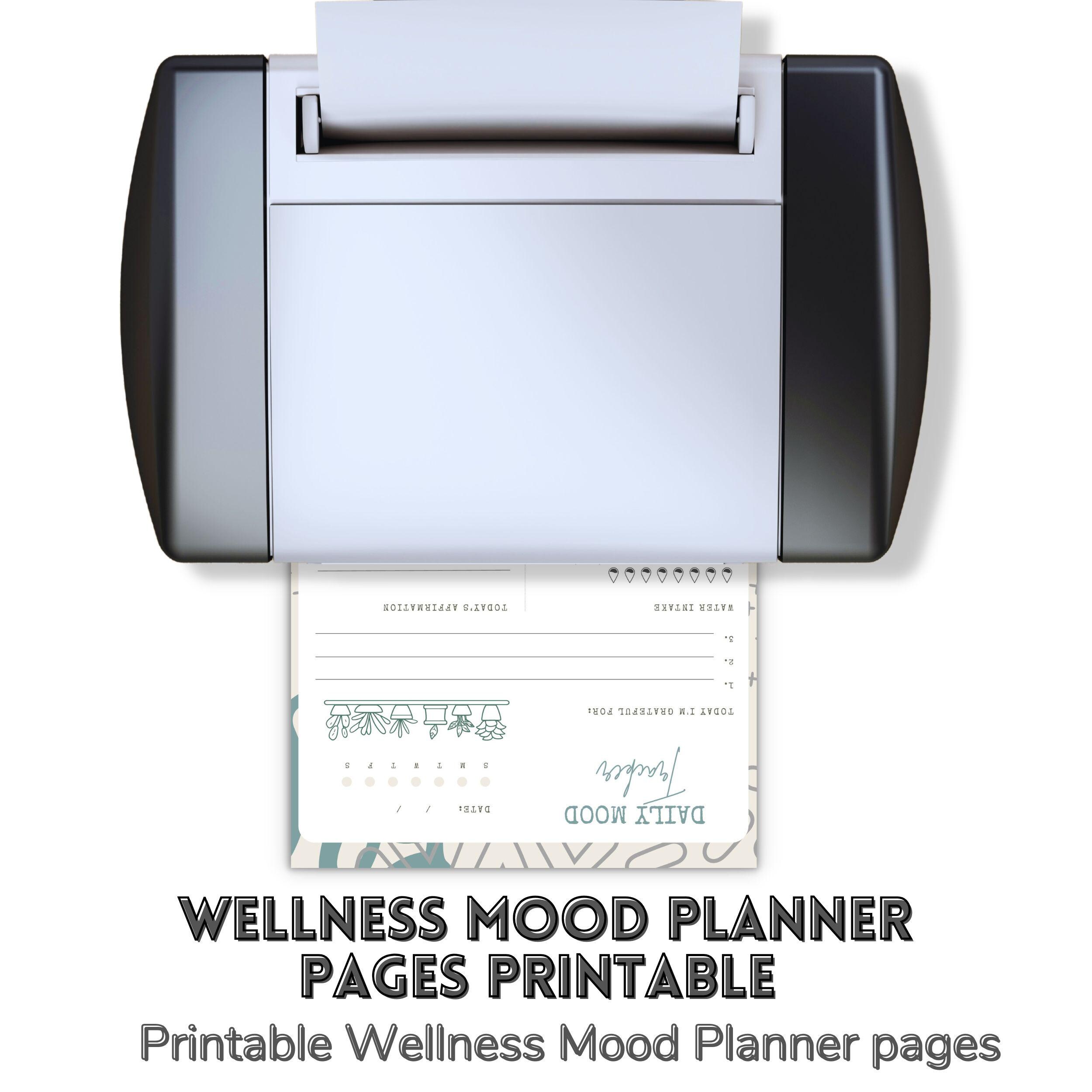 Wellness Mood Tracker Printable Planner | 35-page Mental Health Journal ...