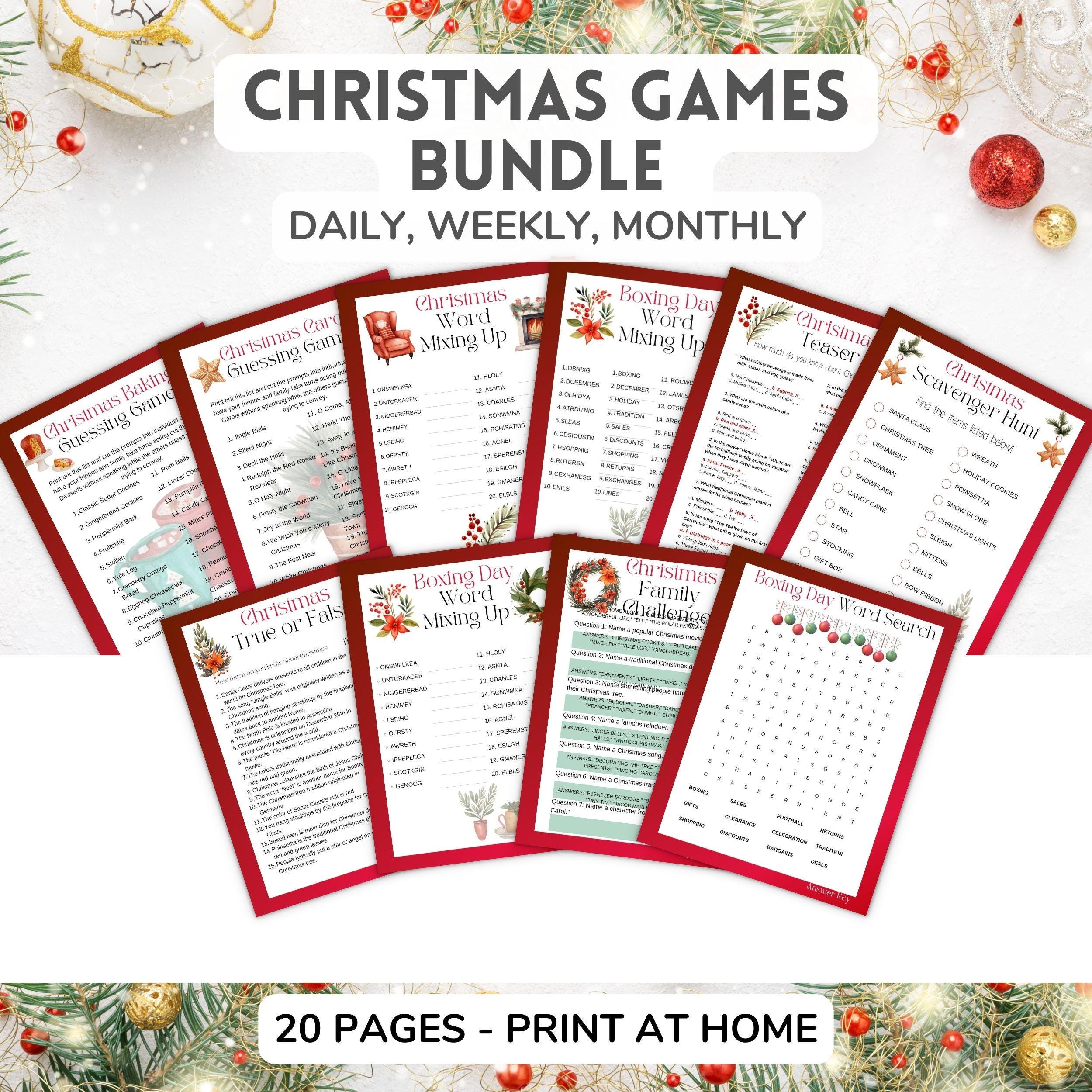 20 Printable Christmas Games Bundle, Printable Christmas Game ...
