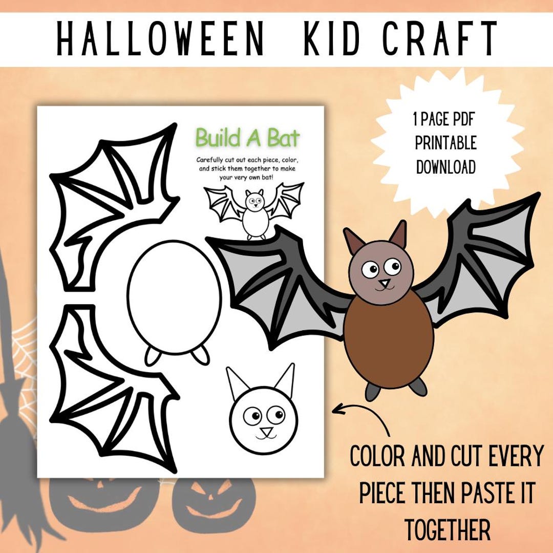 Build a Bat Halloween Craft Printable for Kids – Cut and Paste PDF ...