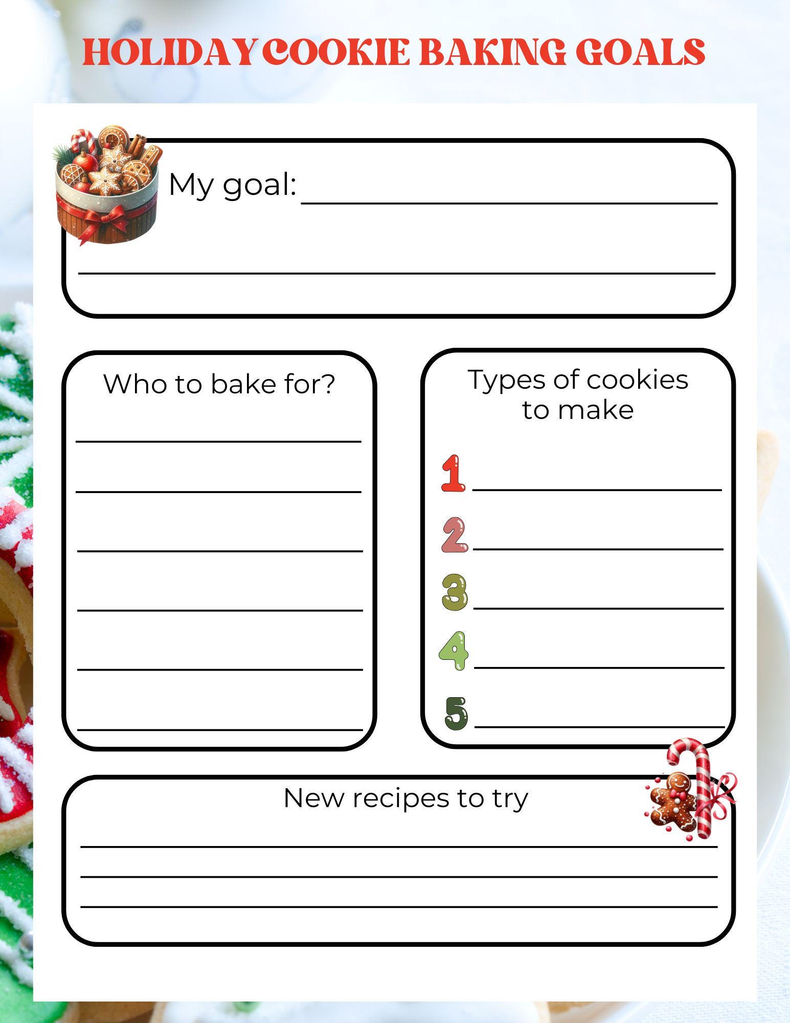 Christmas Cookie Planner Printable, Holiday Baking Organizer, 34 Pages ...