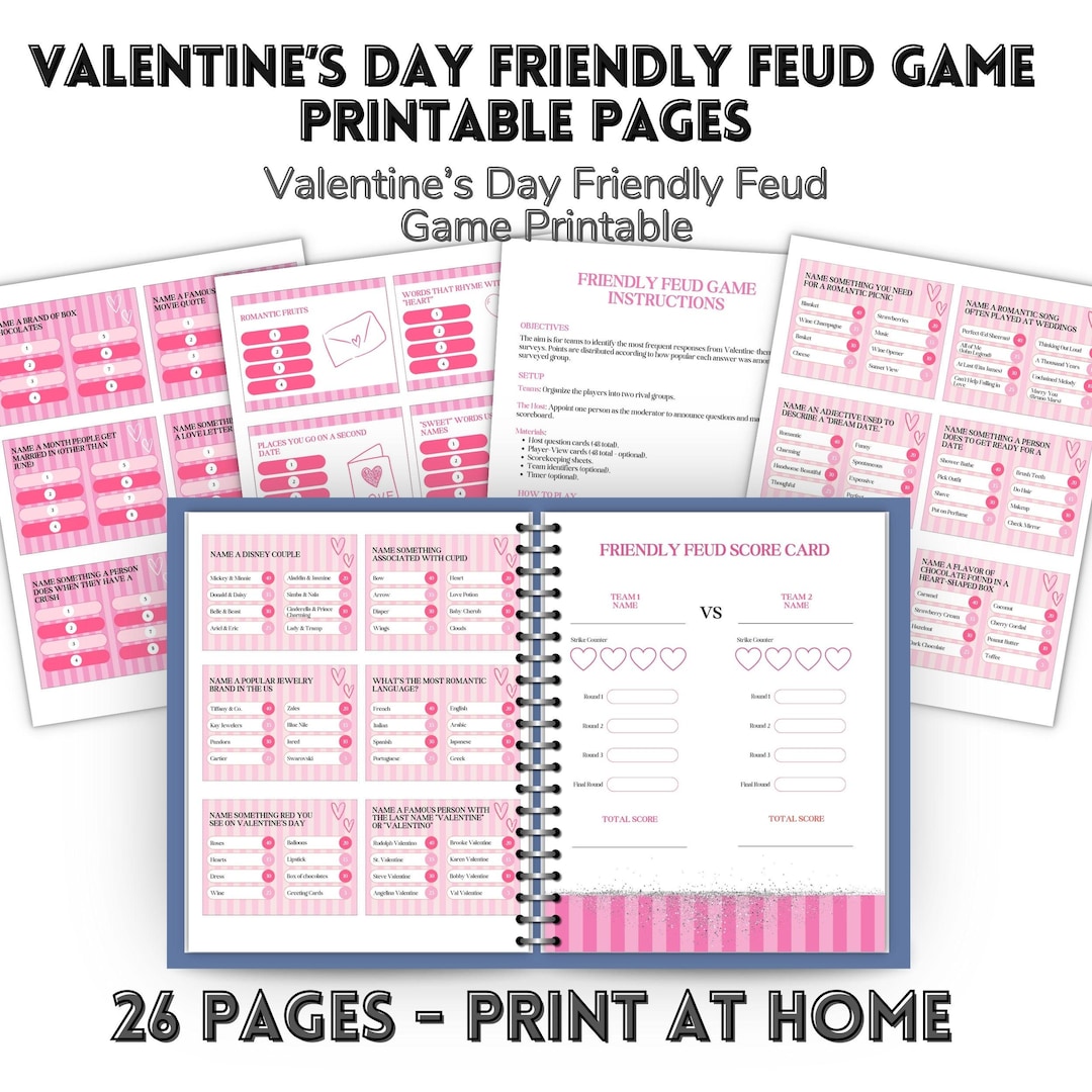 Valentine’s Day Friendly Feud Game Printable , Family Feud Style ...