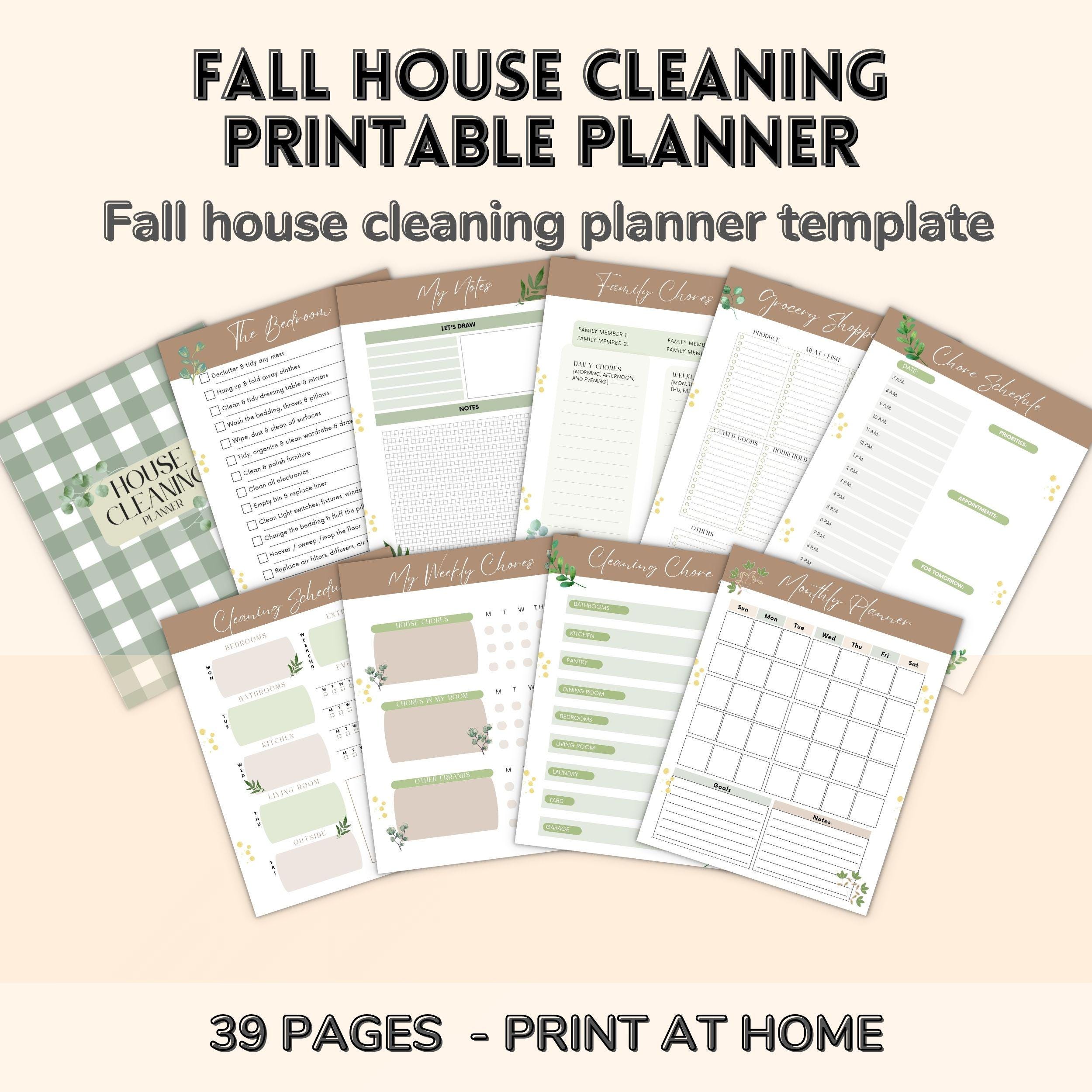 Fall House Cleaning Planner Printable | 39 Pages | Rustic Farmhouse ...
