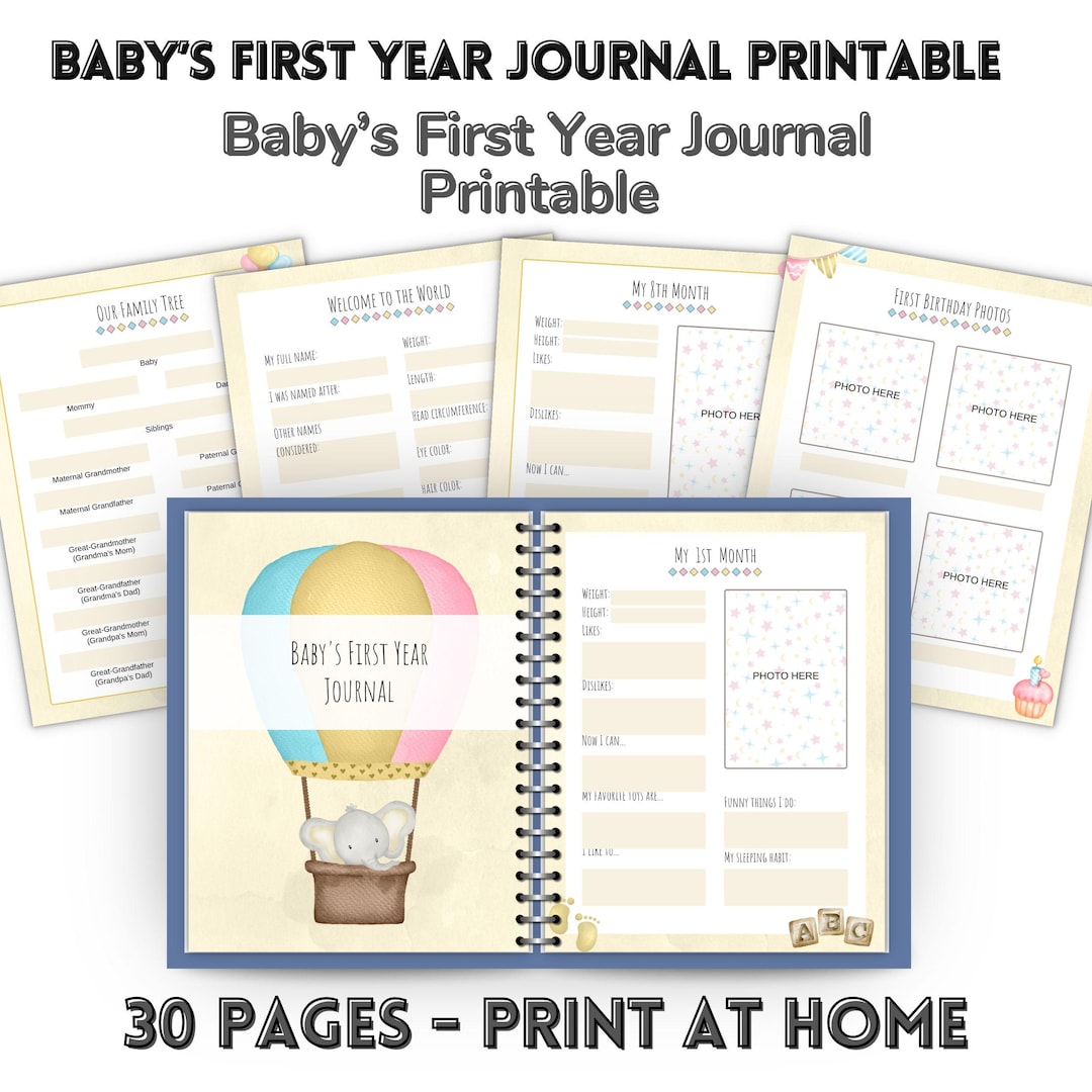 Baby’s First Year Journal Printable | 30 Baby Journal Pages | Baby ...