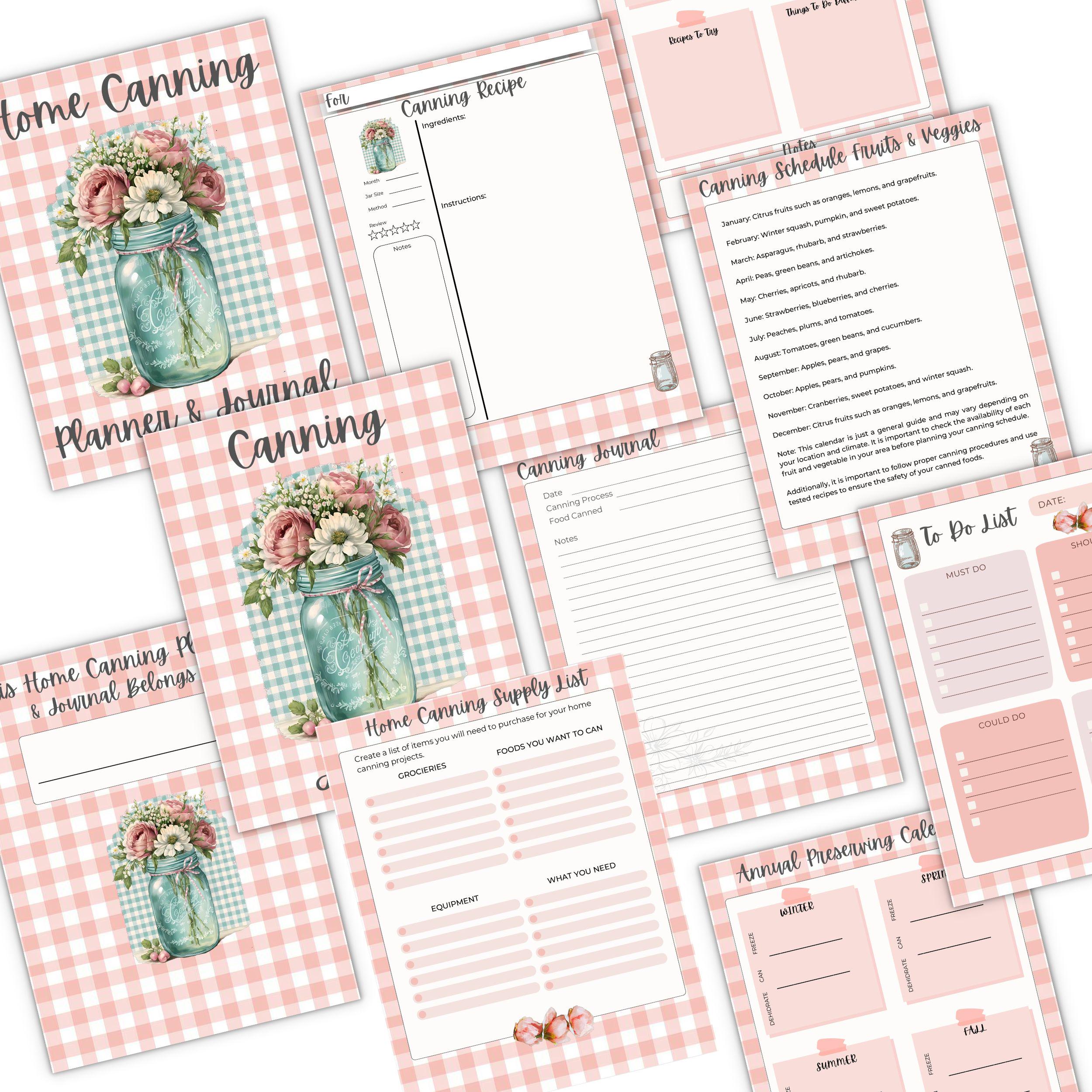 Home Canning Planner Printable PDF | 31 Pages Canning Journal | Food ...