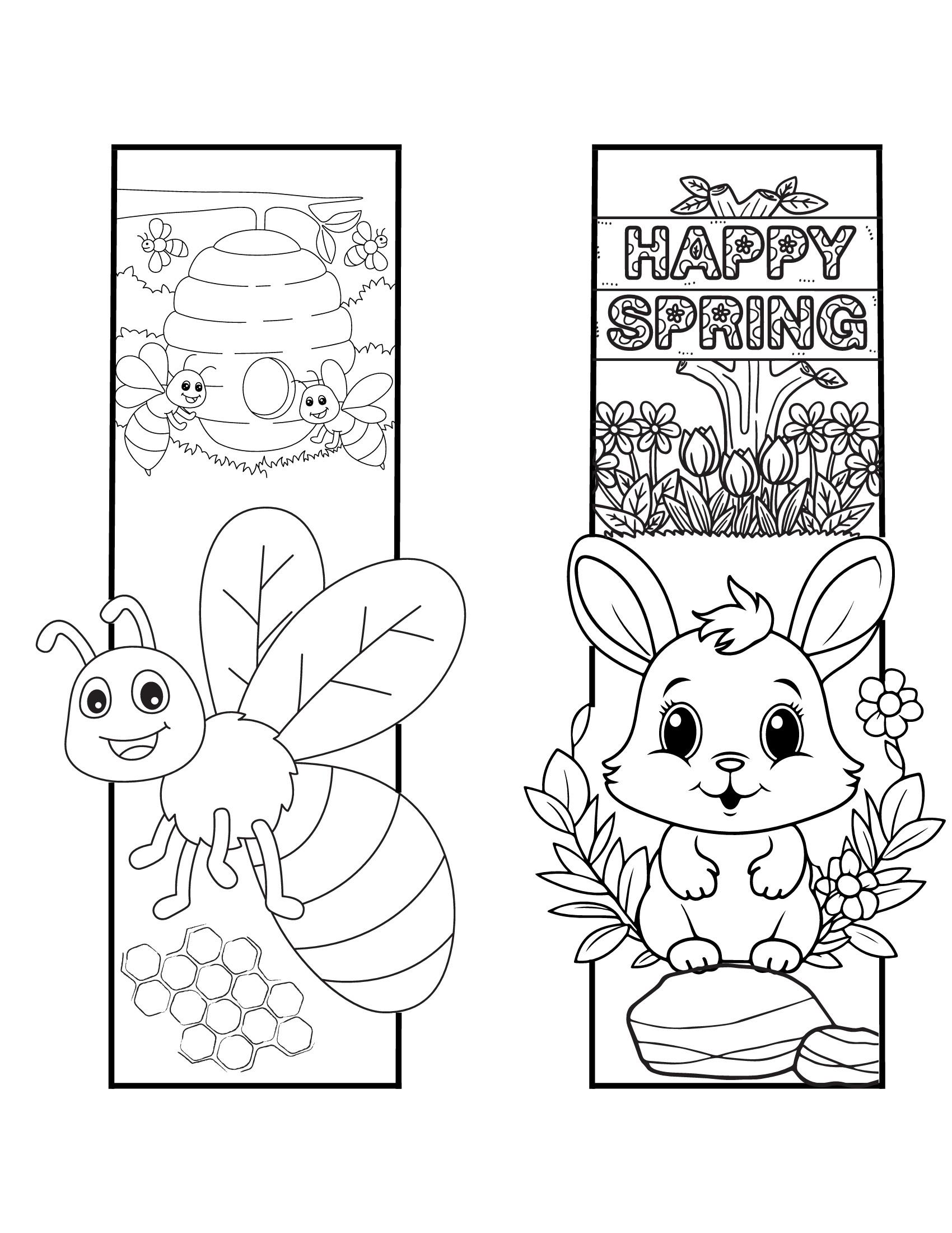 Spring Coloring Bookmarks Printable for Kids,cut and Color Bookmarks ...