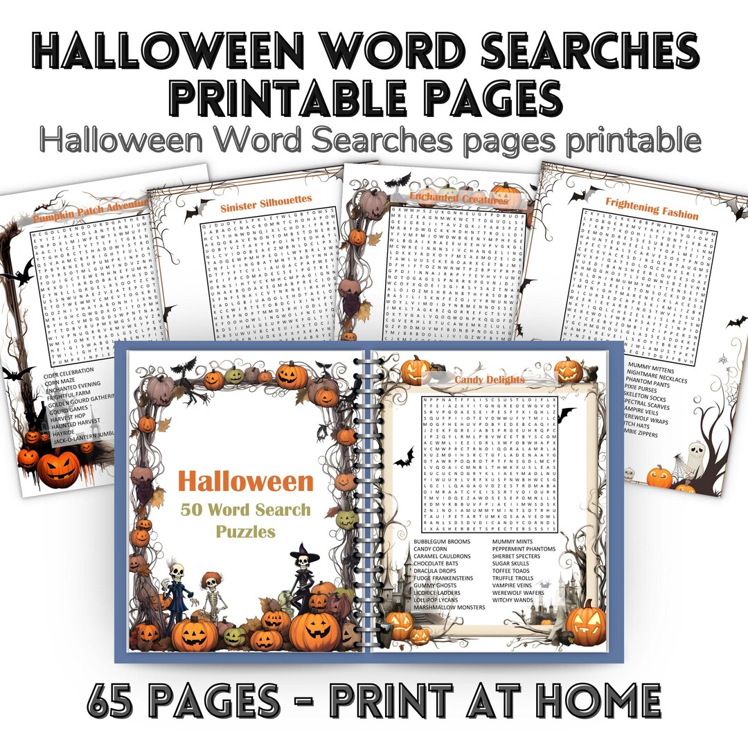Halloween Word Search Puzzles Printable | 50 Spooky Games for Kids ...
