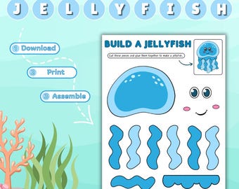 Jellyfish Craft Printable , Kids Ocean Animal Cut and Paste Activity ...
