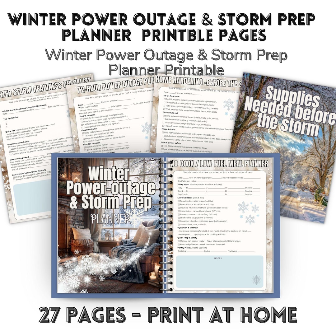 Winter Power Outage Planner Printable, Winter Storm Emergency Checklist ...