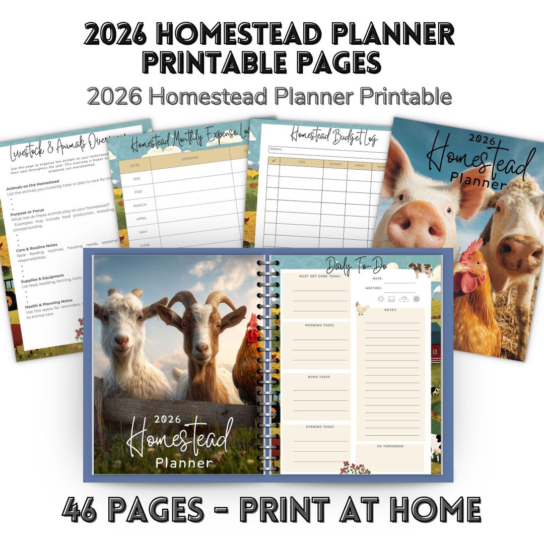 2026 Homestead Planner Printable, Farm & Garden Organizer, Homestead ...