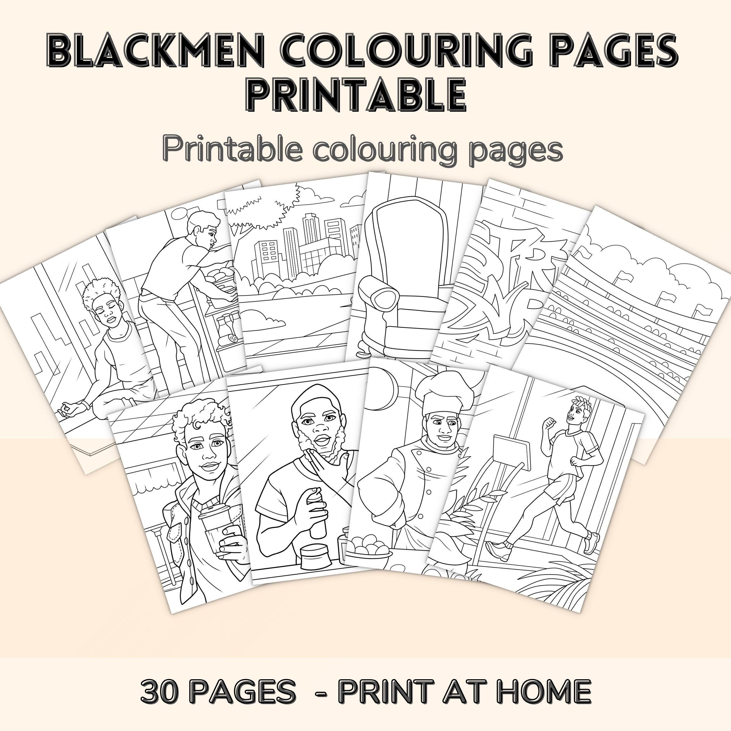 30 Black Handsome Men Coloring Pages for Adults | African American Men ...
