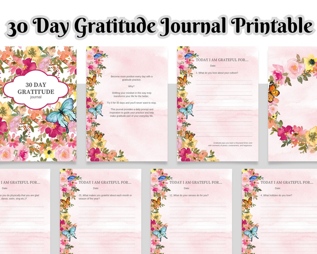 30 Day Floral Gratitude Journal: Printable Daily Journal (PDF) - Etsy