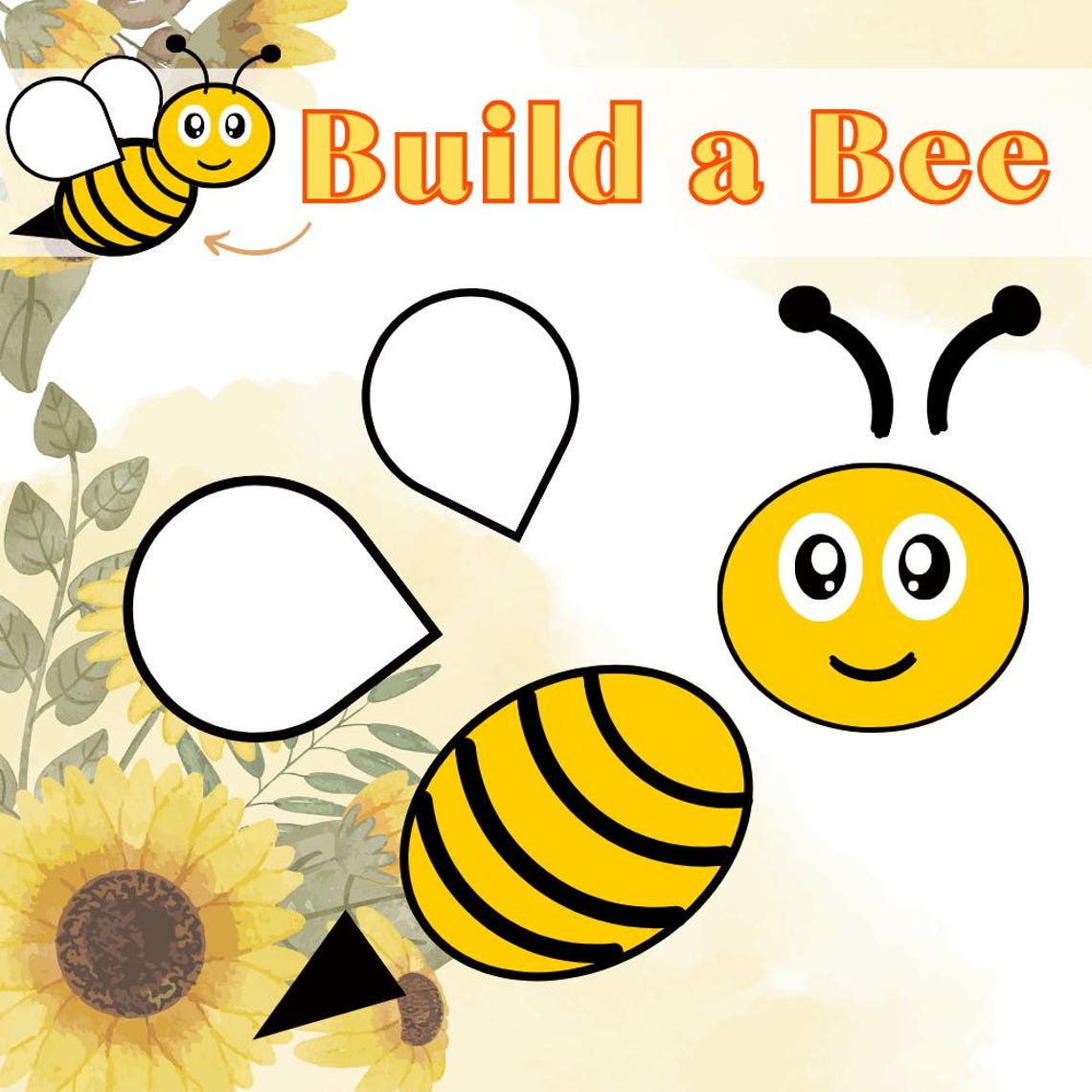 Build A Bee Craft Printable for Kids Cut and Paste Activity Bee ...