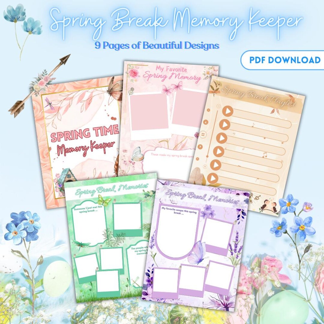 Spring Break Memory Keeper Printable ,spring Scrapbook Journal Pages ...
