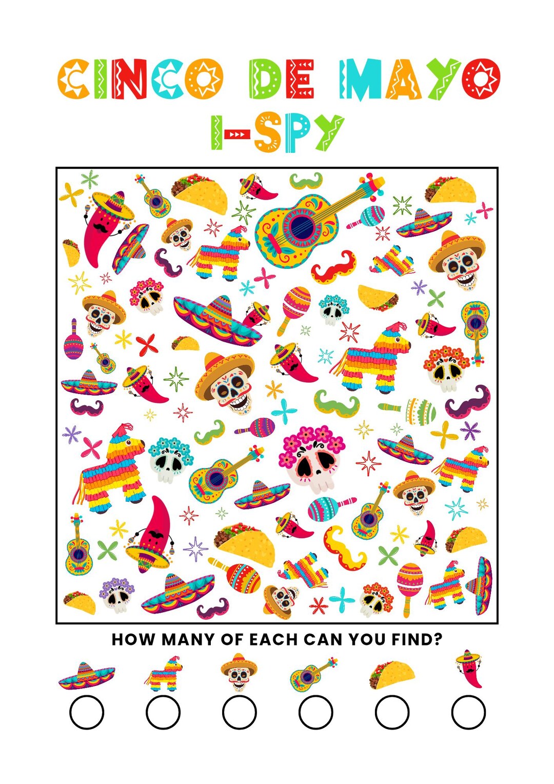 Cinco De Mayo I Spy Printable Game , Kids Fiesta Activity Sheet ...