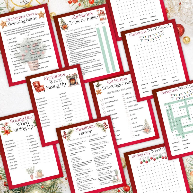 Printable Christmas Games Bundle: Holiday Party Activities (20 Pages ...