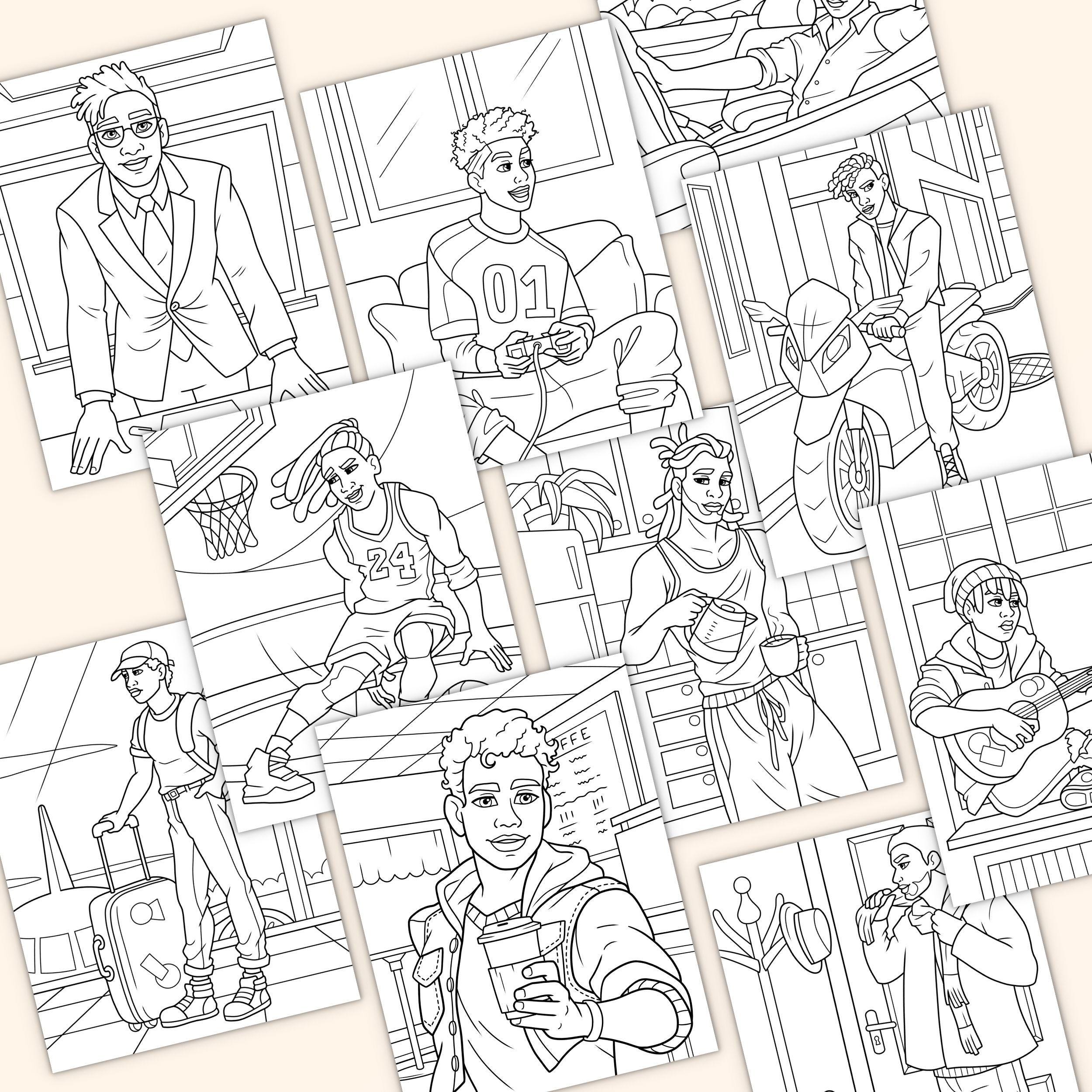 30 Black Handsome Men Coloring Pages for Adults | African American Men ...