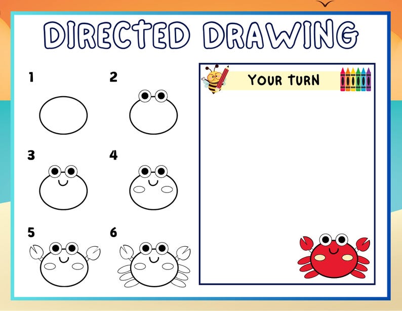 Ocean Animals Directed Drawing Printable , Kids Art Activities , Ocean ...