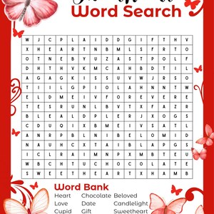 Valentine Word Search Printable for Kids , Sweetheart Valentine Game ...