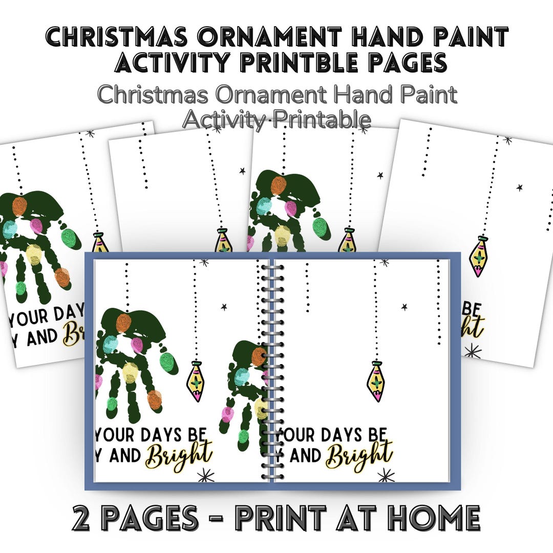 Christmas Ornament Handprint Craft Printable, Kids Holiday Art Template ...