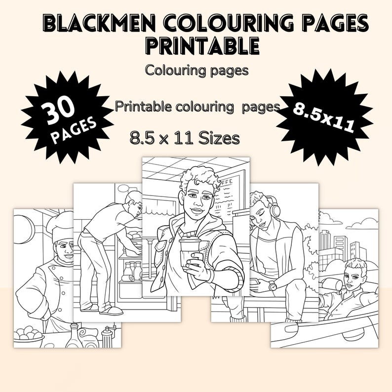 30 Black Handsome Men Coloring Pages for Adults | African American Men ...