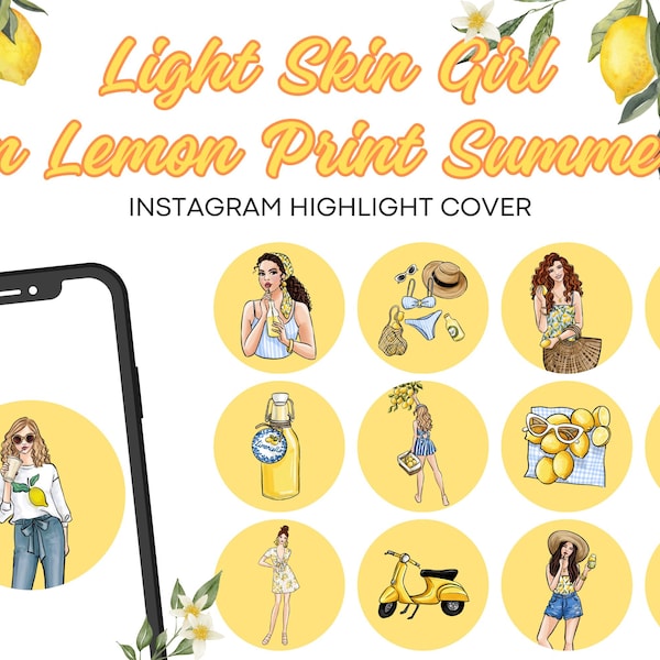 32 Editable Light Skin Girl in Lemon Print Summer Highlight Covers ...