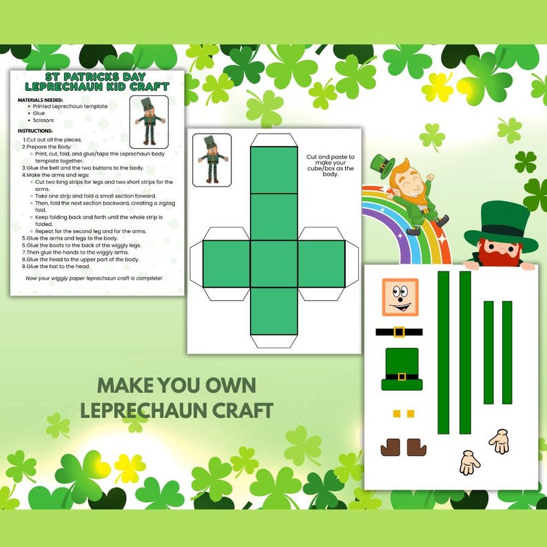 St Patricks Day Leprechaun Craft Printable,build a Leprechaun 3D, Cut ...