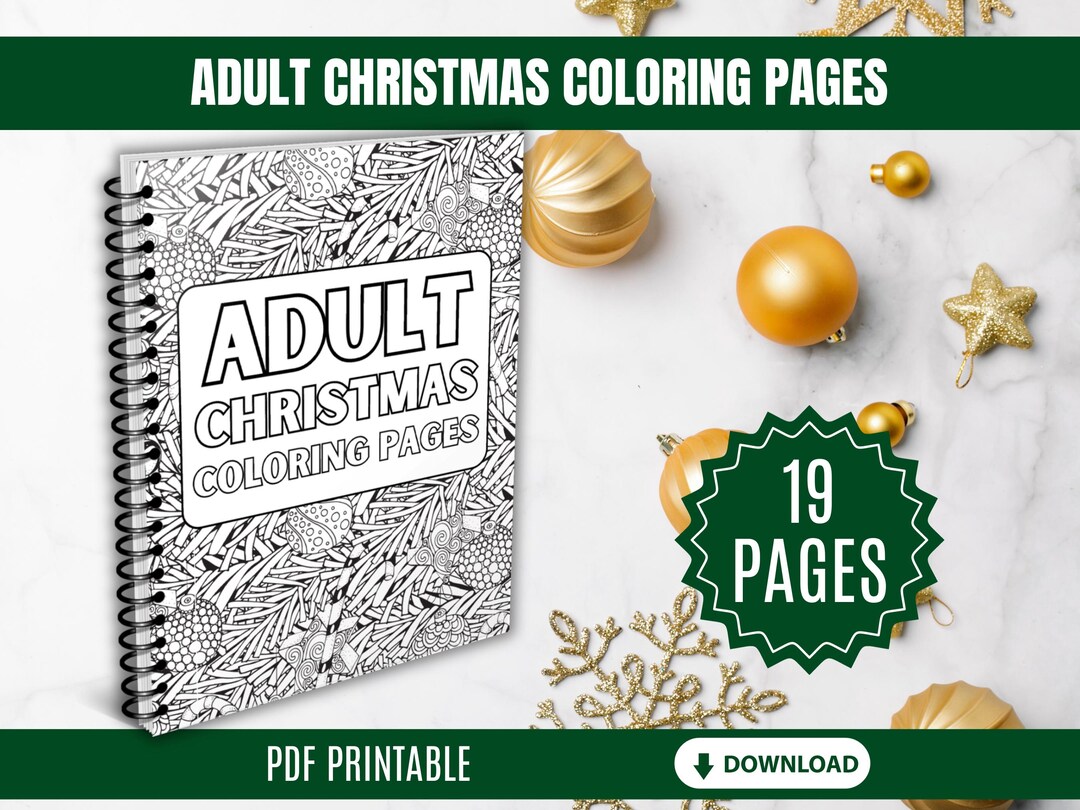 Adult Christmas Coloring Pages | 19 Pages A4 Printable, Relaxing ...