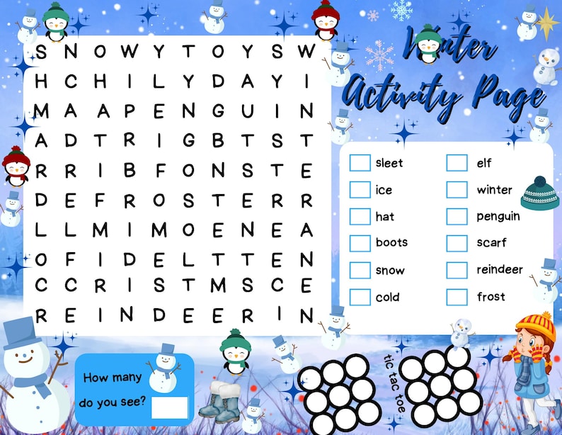 Winter Kids Craft Bundle Printable | Winter Activity Pack for Kids | I ...