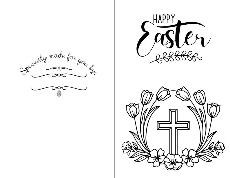 Kids Coloring Easter Cards Printable Set,color Your Own Easter Cards ...