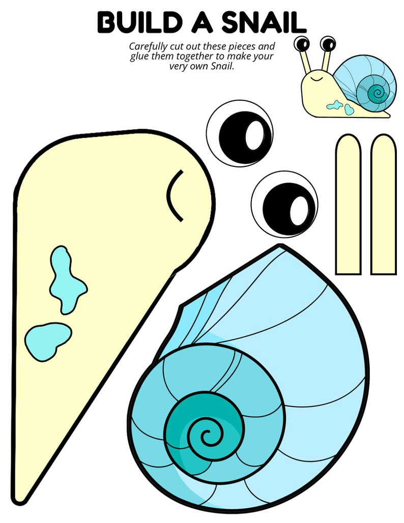 Build a Snail Craft Printable Kids Activity ,preschool Cut Paste ...