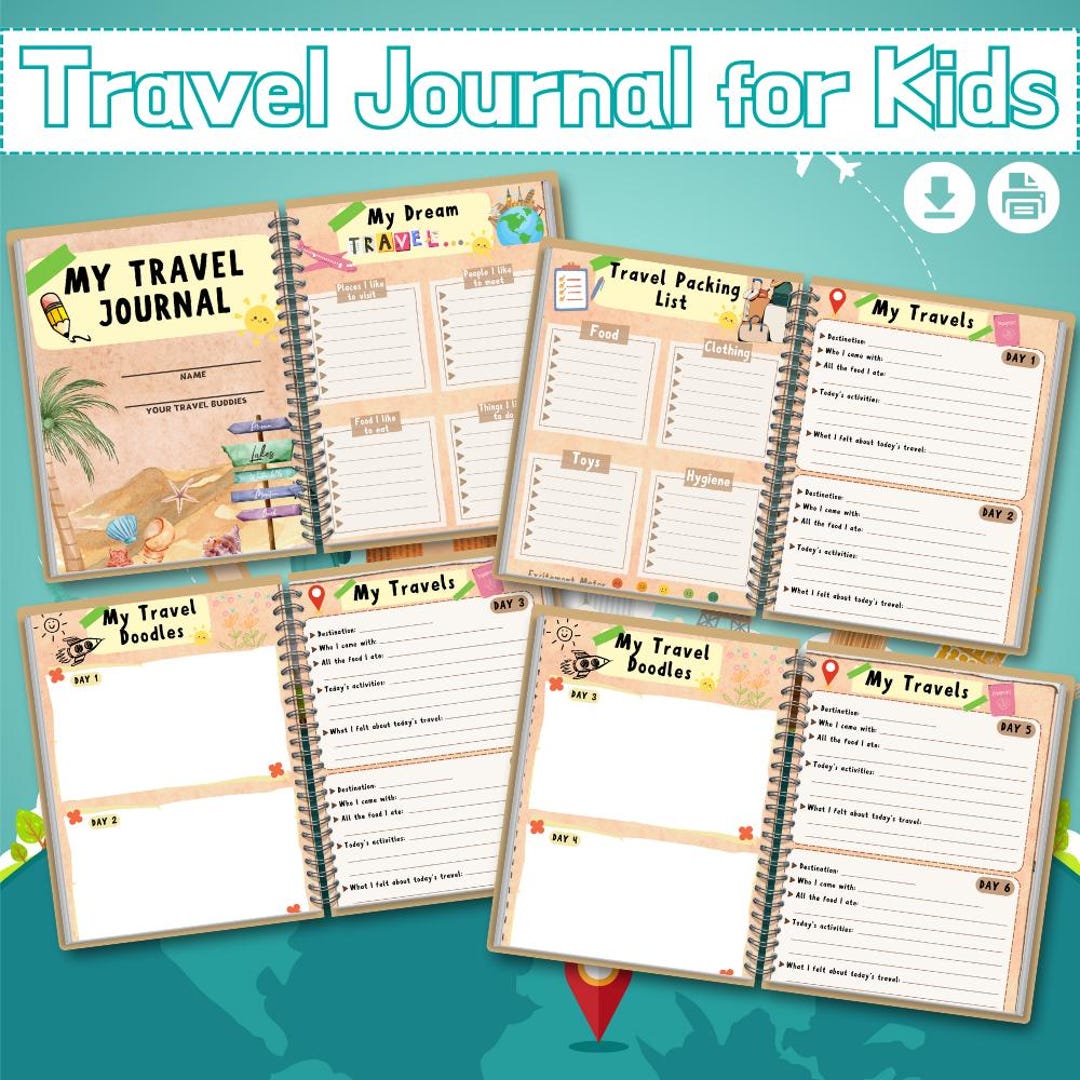 Kids Travel Journal Printable, Travel Diary for Kids,vacation Planner ...