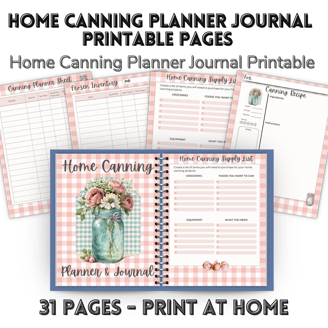 Home Canning Planner Printable PDF | 31 Pages Canning Journal | Food ...