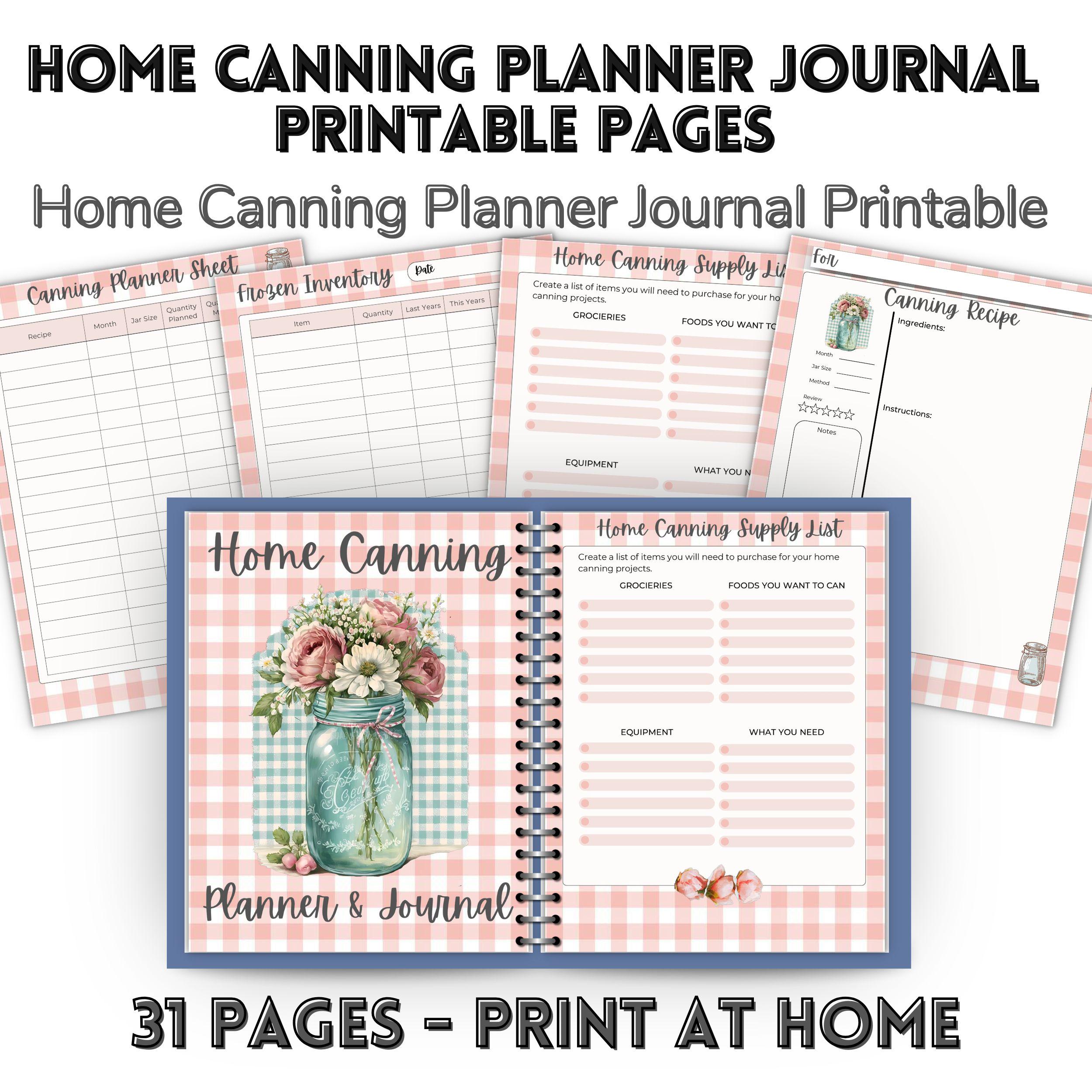 Home Canning Planner Printable PDF | 31 Pages Canning Journal | Food ...