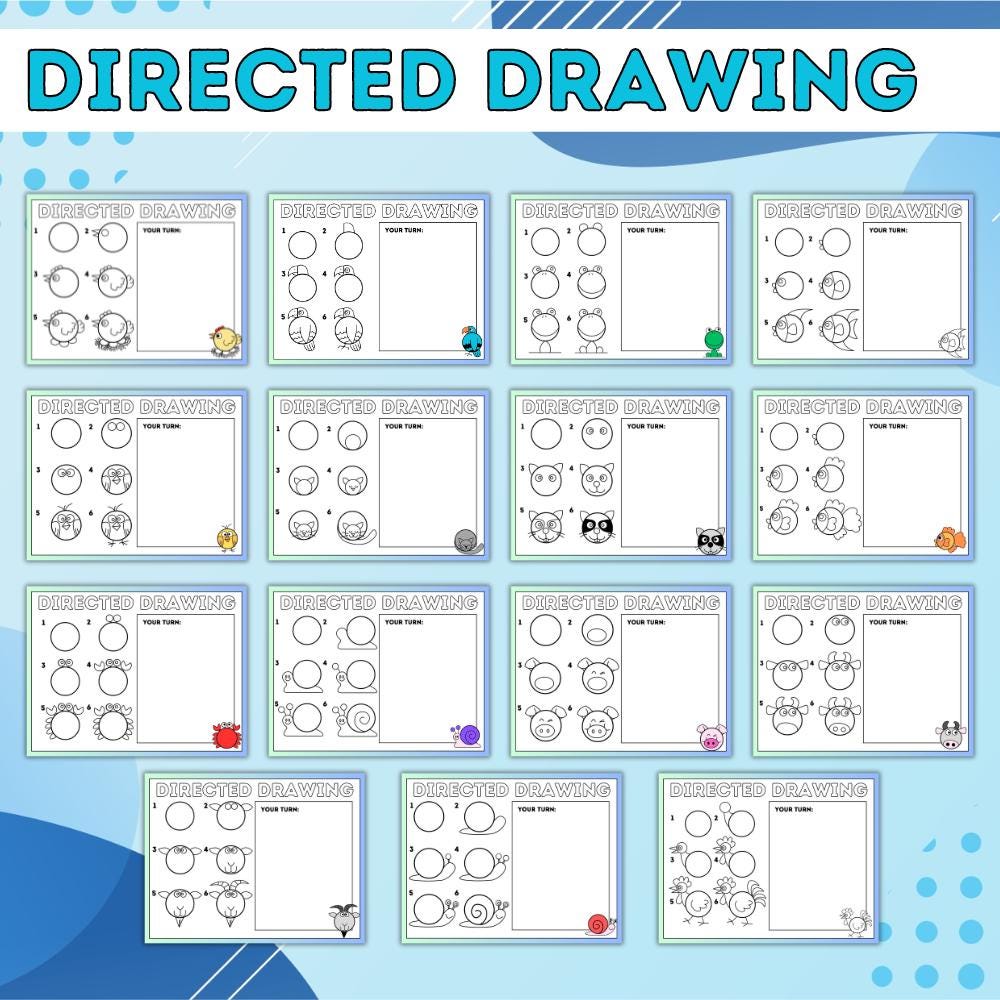 Kids Directed Drawing Pack Printable ,15 Directed Drawing Animals ...