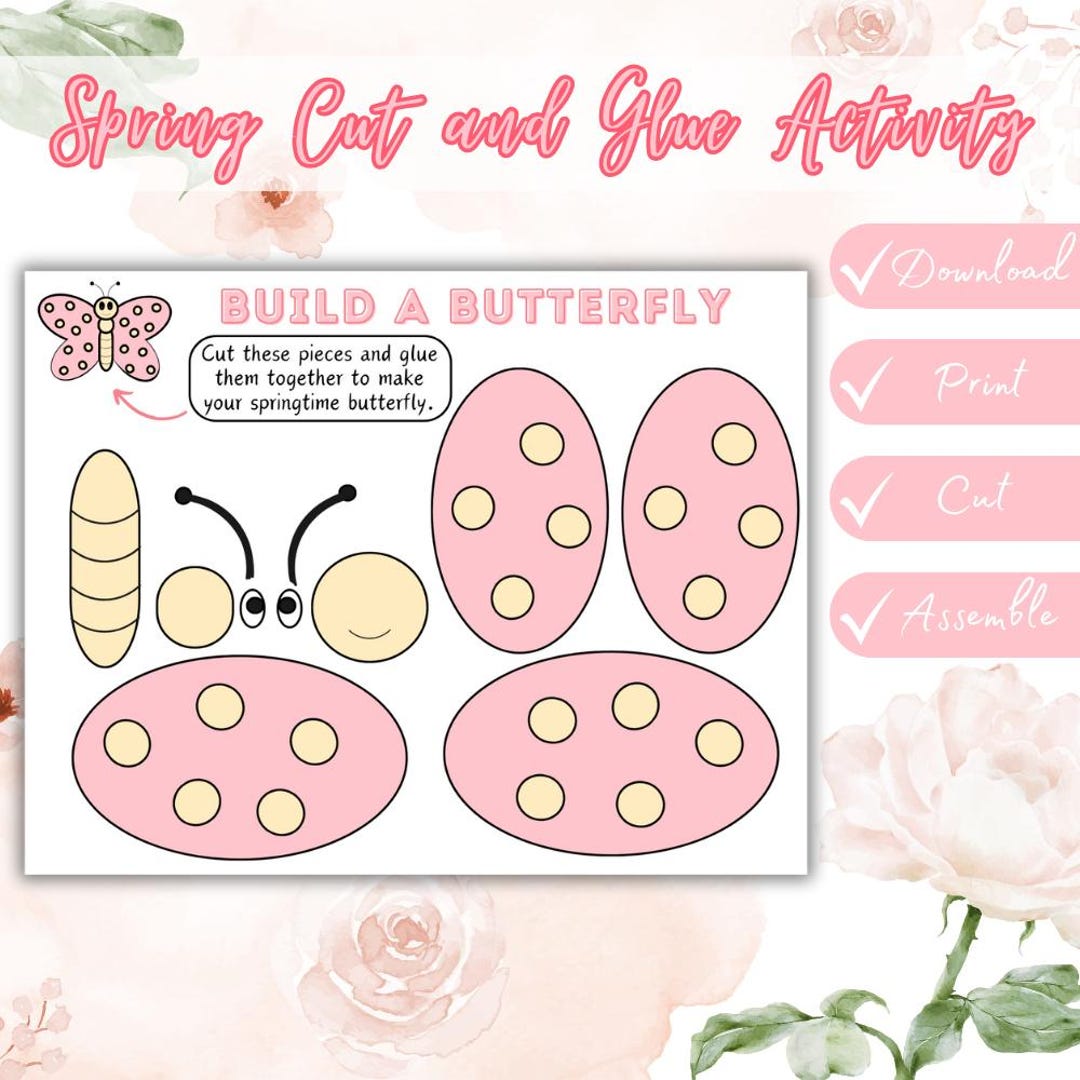 Build a Butterfly Craft Printable , Spring Cut and Paste Activity for ...