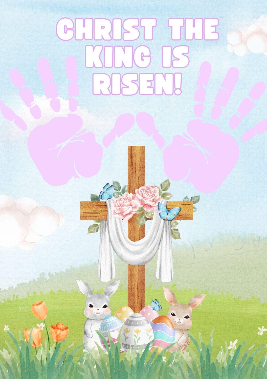 Manualidad imprimible de la huella de la mano de Pascua de Cristo ...