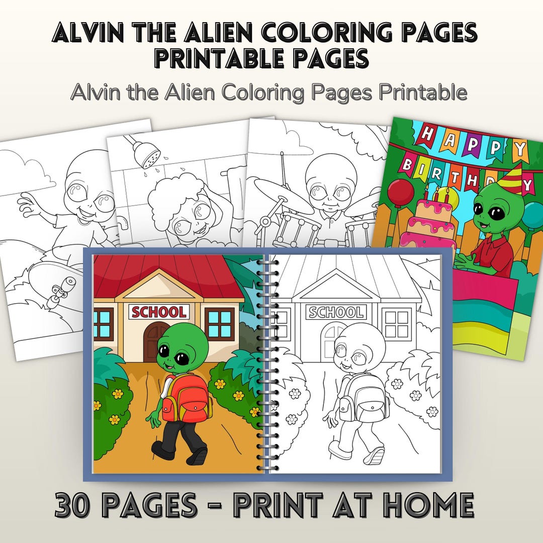 Alien Coloring Pages Printable for Kids and Adults , Cozy Sci Fi ...