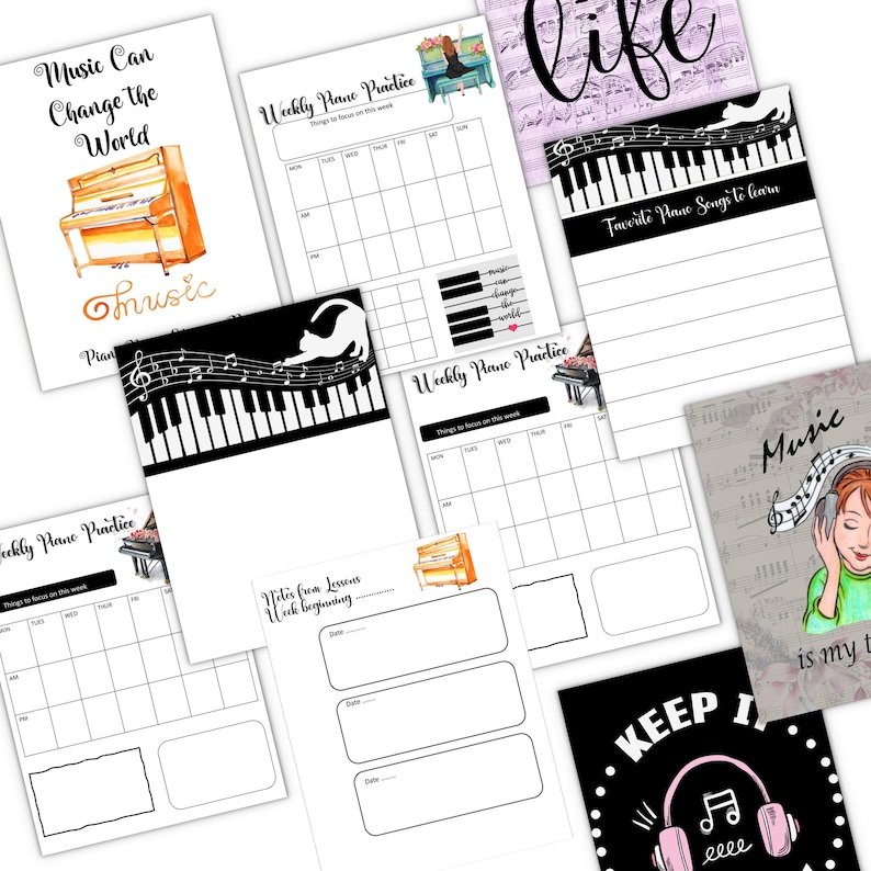 Kids Piano Practice Planner Printable PDF – 26 Page Music Lesson ...