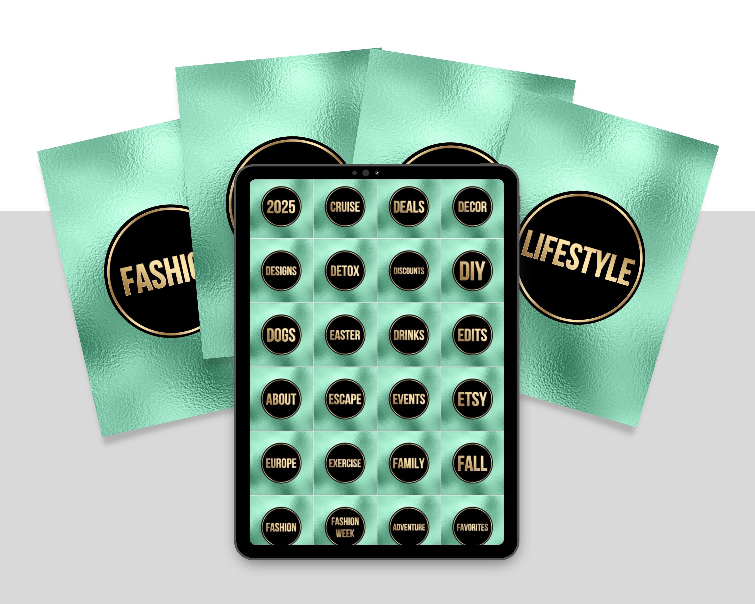 200 DIY Instagram Highlight Covers, Editable Light Mint Green Story ...