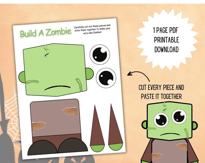 Build a Zombie Craft for Kids Printable – Halloween Cut and Paste ...