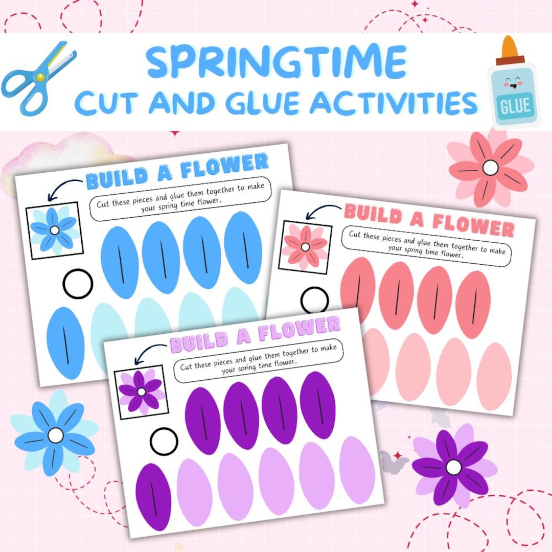 Build A Flower Craft Printable for Kids , Spring Cut and Paste Activity ...