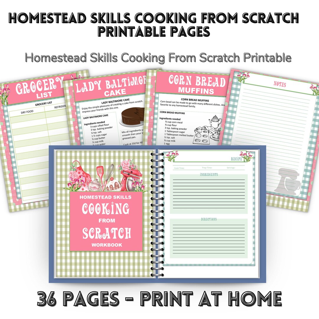 Homestead Cooking Workbook PDF, Printable Recipe Journal 8.5x11 ...
